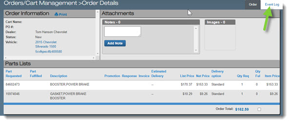 Using the Event Log to Track Order Progress in RepairLink Shop – Help ...