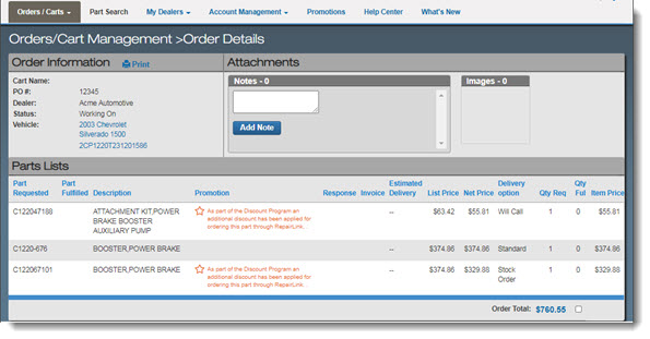 Viewing and Managing Sent Orders in RepairLink Shop – Help Center