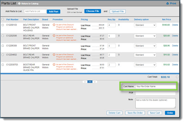 Using the Re-Order Feature in RepairLink Shop – Help Center