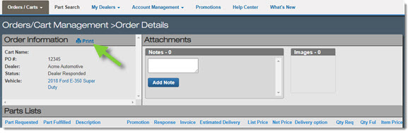 Printing Order Details in RepairLink Shop – Help Center